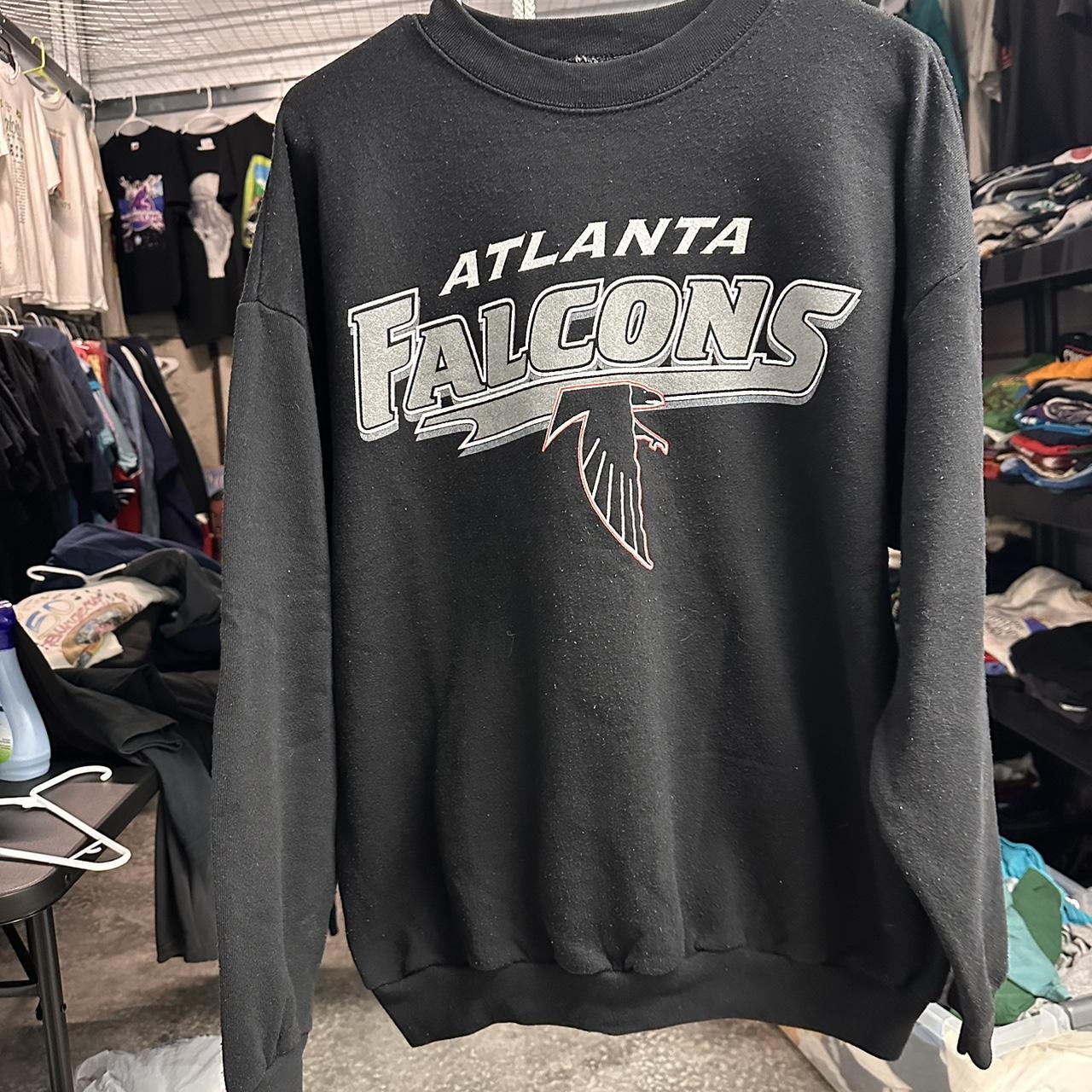 Atlanta Falcons 90s Black Sweater Large NFL Logo... - Depop