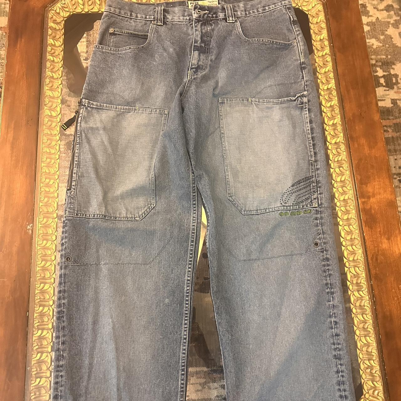 Y2K Pepe Denim Jeans Size 38 Baggy Oversized Double... - Depop