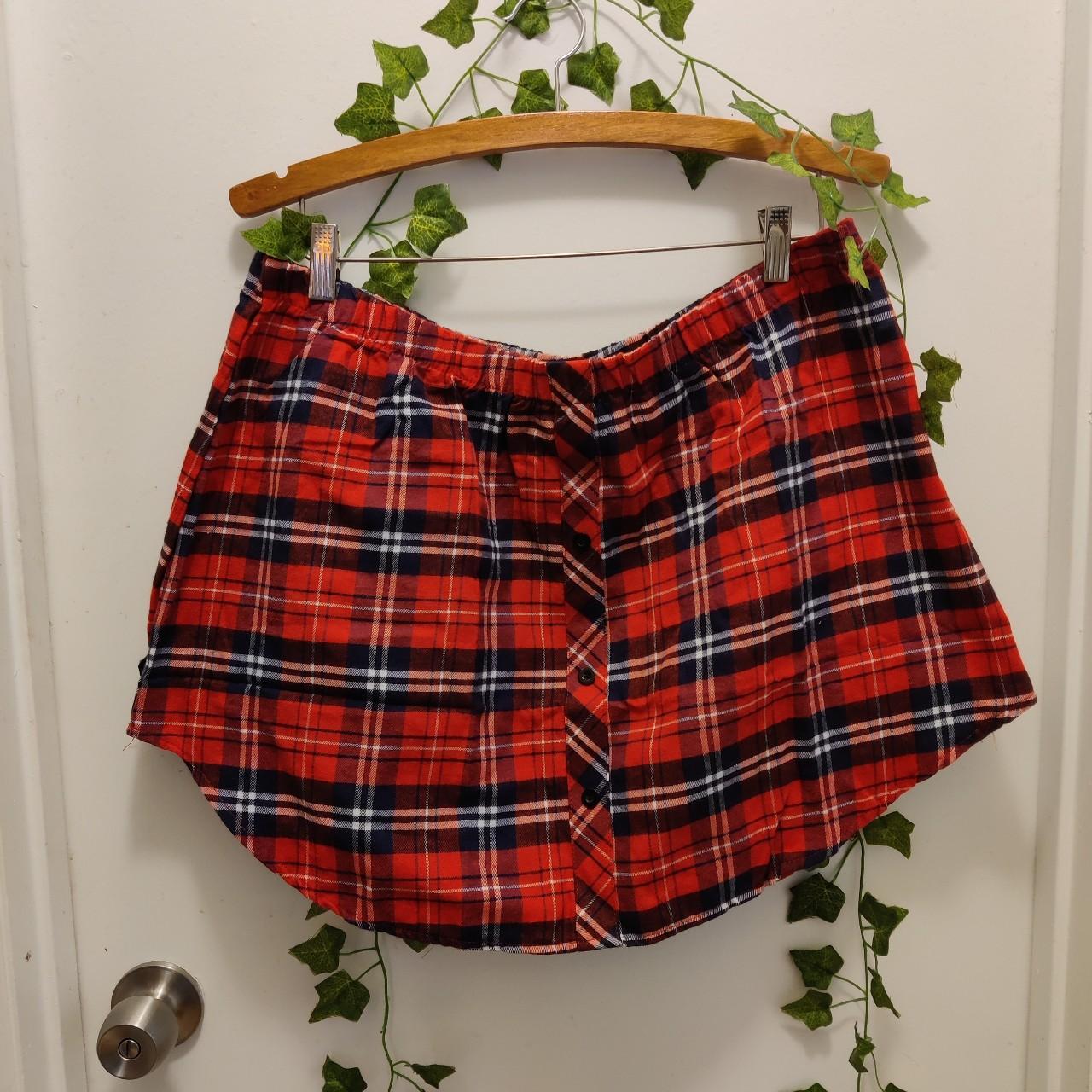Xxl Plaid Mini Skirt With Black Buttons Depop