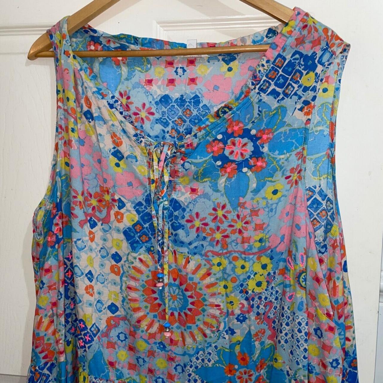 Monsoon Womens Xl Floral Pattern Sleeveless Full... - Depop