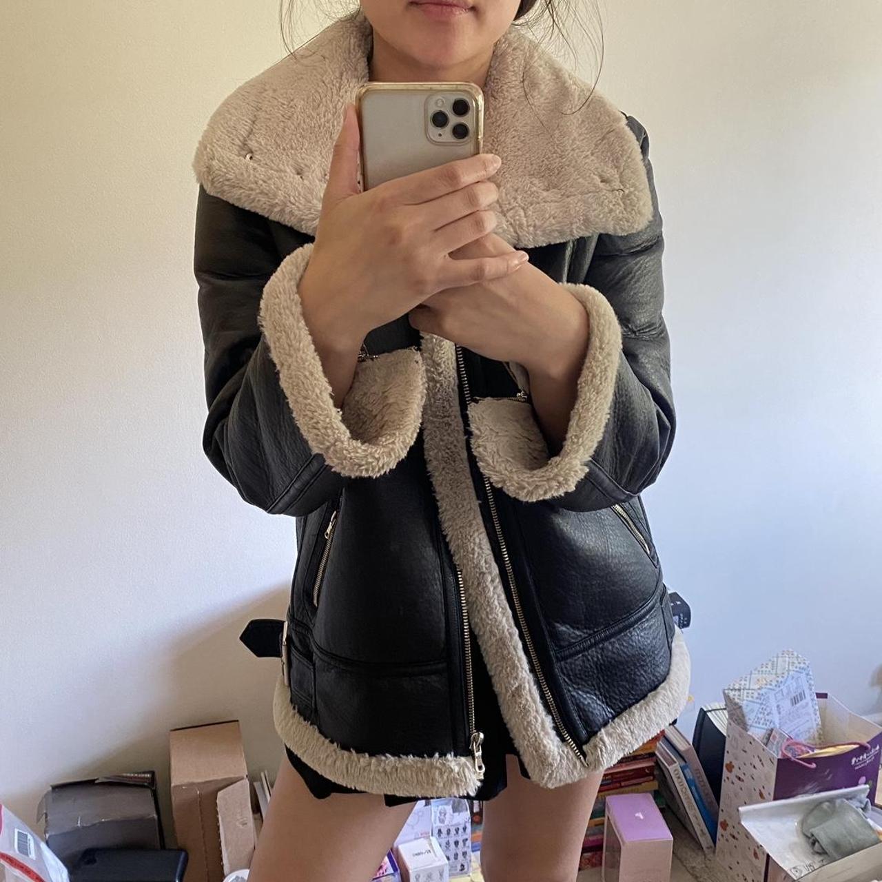 Zara faux leather biker jacket with fur lining. Size... - Depop