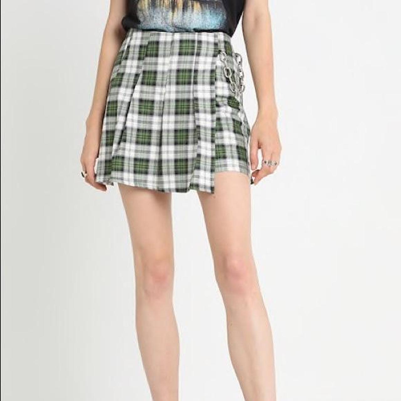 The Ragged Priest Womens Green And White Skirt Depop