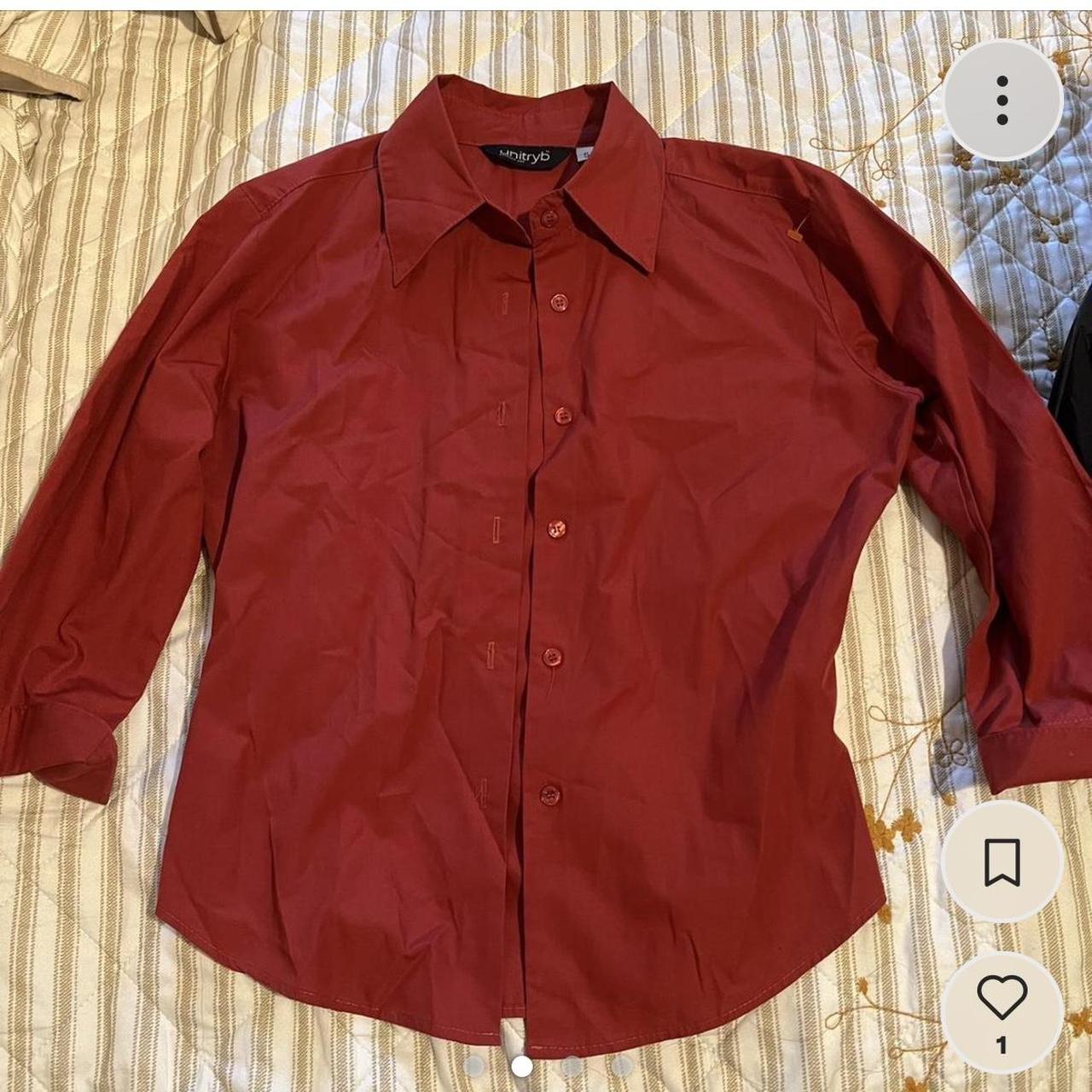 beautiful darker red button up shirt size S Perfect... - Depop
