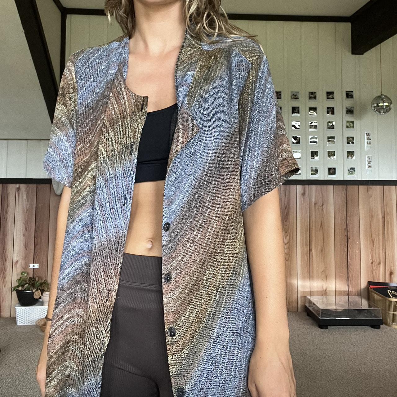 Swirl pattern lightweight button up shirt. Labelled... - Depop