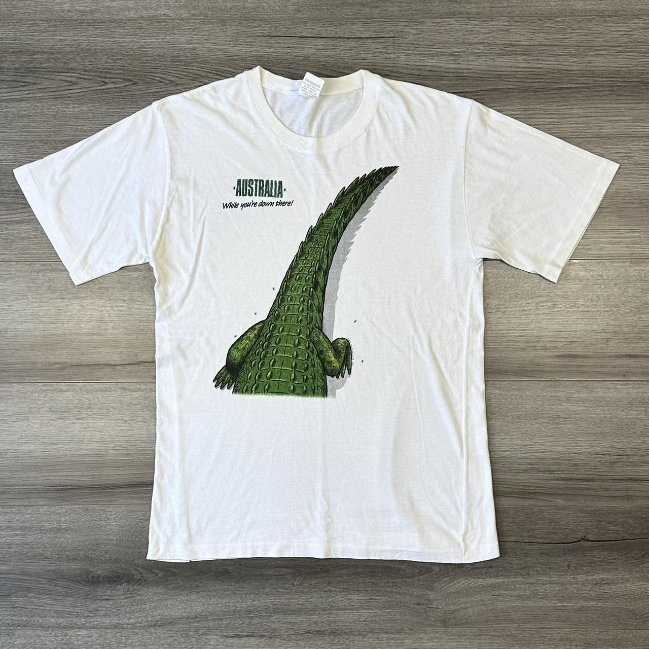 Name: 90s Made in Australia Croc Tee Size: Large... - Depop