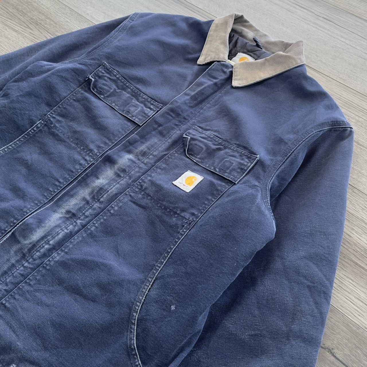 Name: Carhartt Navy Zip Up Jacket Size: Tagged 44... - Depop
