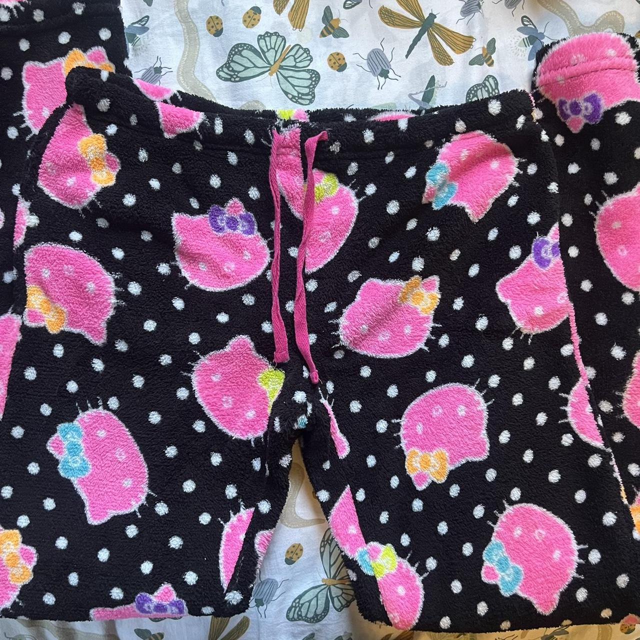 Fuzzy cutie hello kitty pj pants - Depop