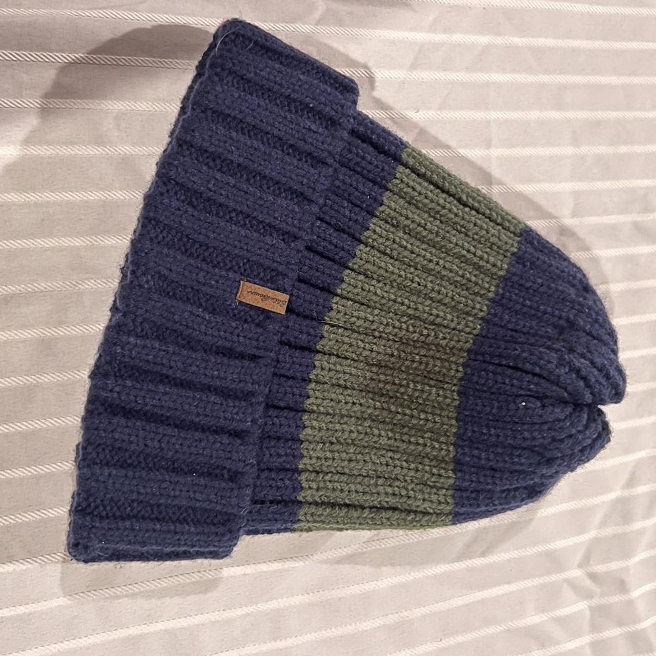 **Eddie Bauer Navy/Olive Block Beanie** *Never Worn... - Depop