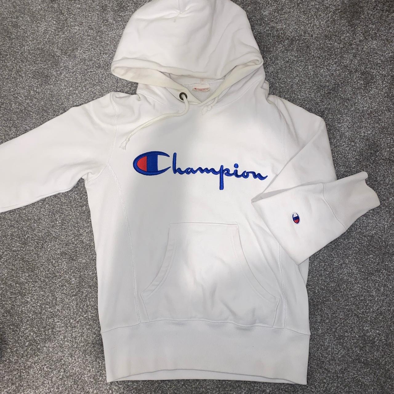Champion Men's White Hoodie | Depop