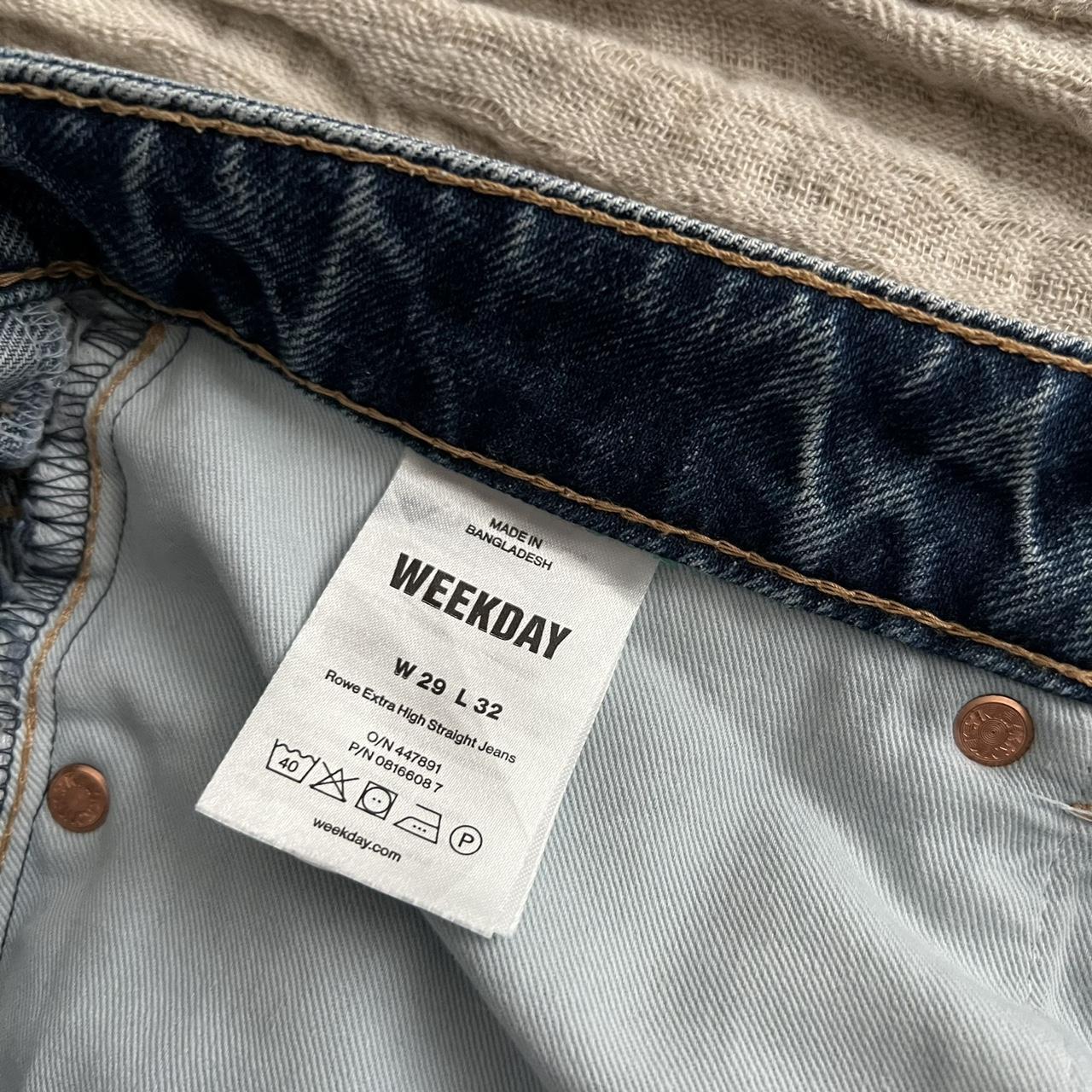 Weekday Rowe jeans in deep blue denim size waist... - Depop