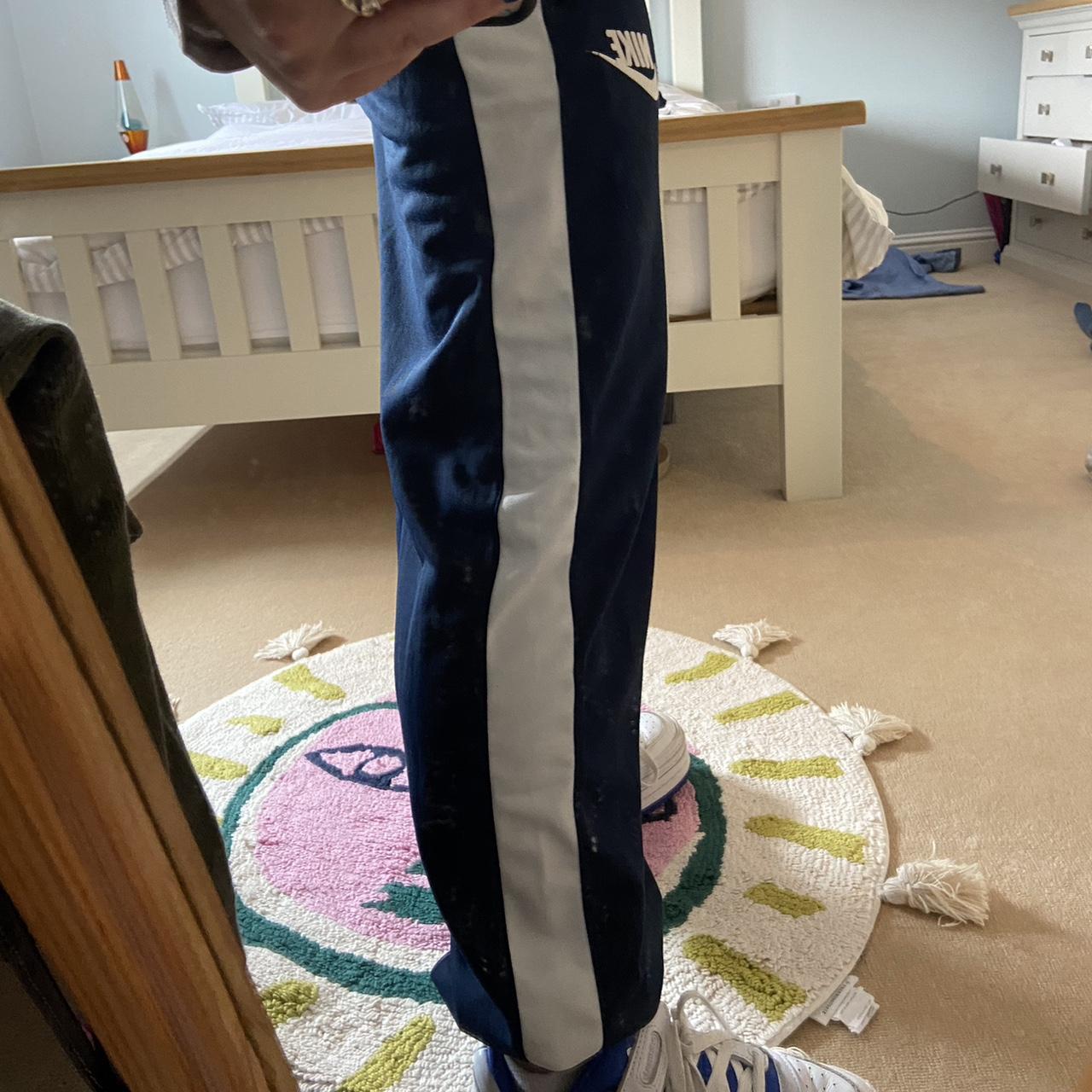 Navy blue Nike trackies with white stripe So so... - Depop
