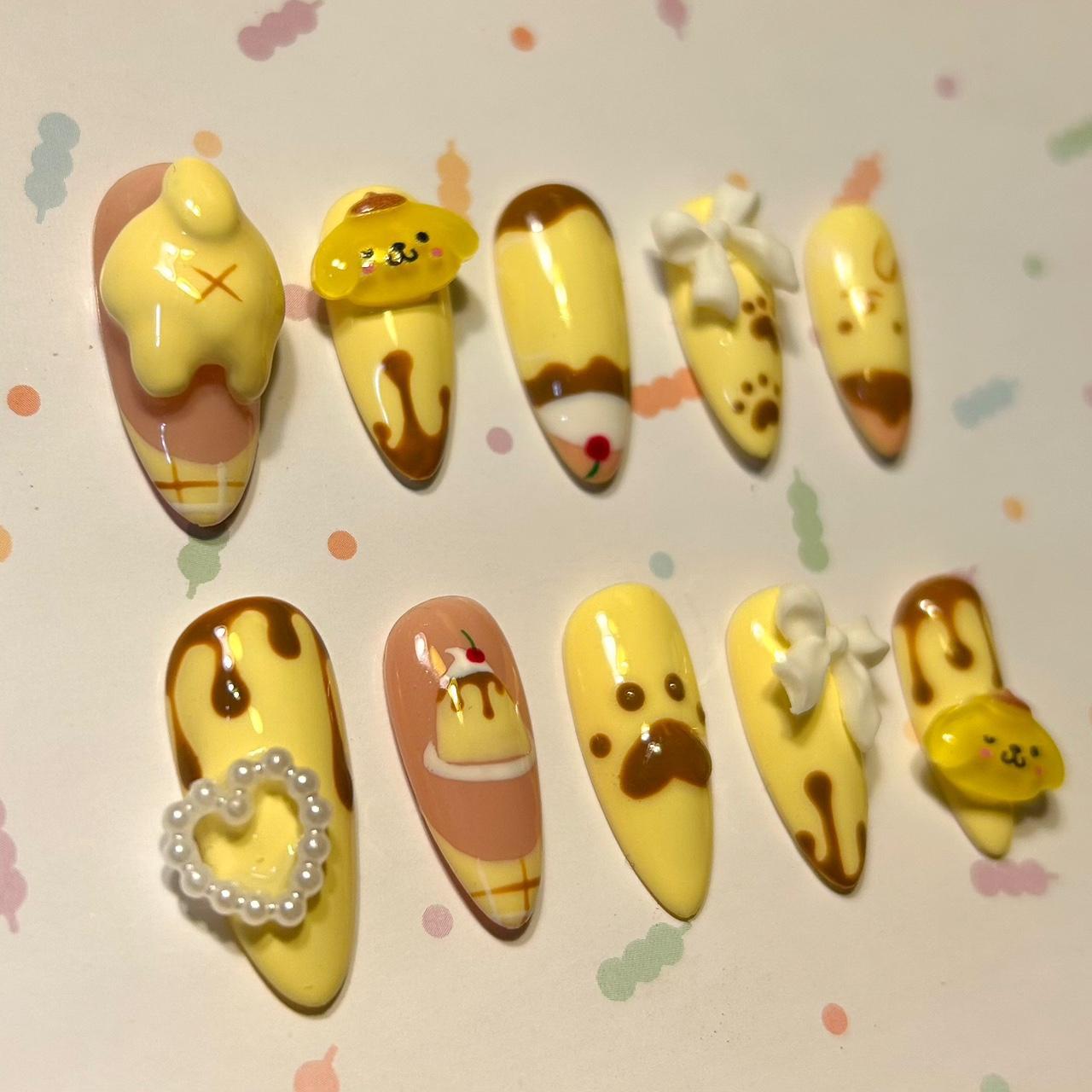 Pompompurin handmade press on nails⭐️ Handmade press... | Depop