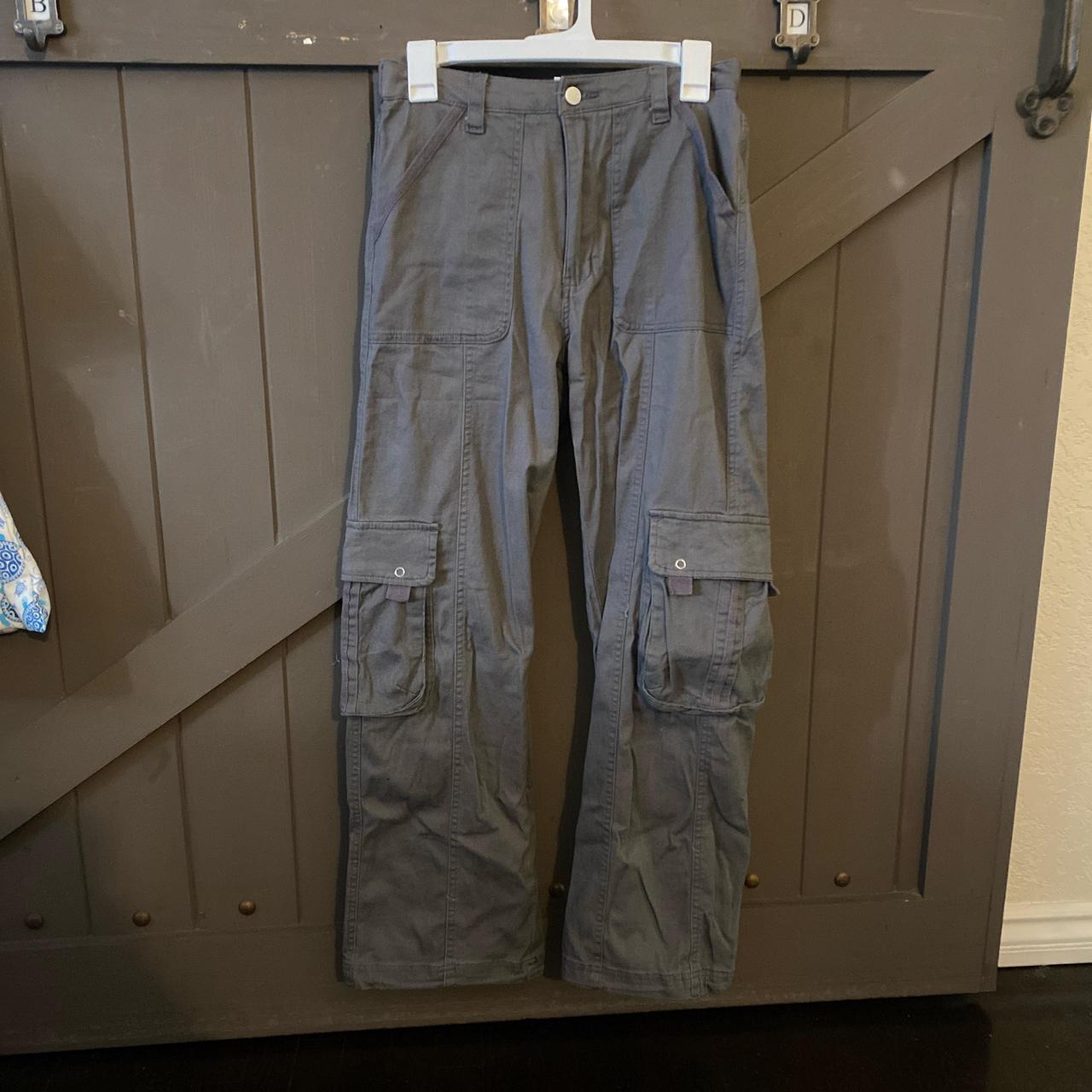gray cargo pants remind me of a high wasted kim... - Depop