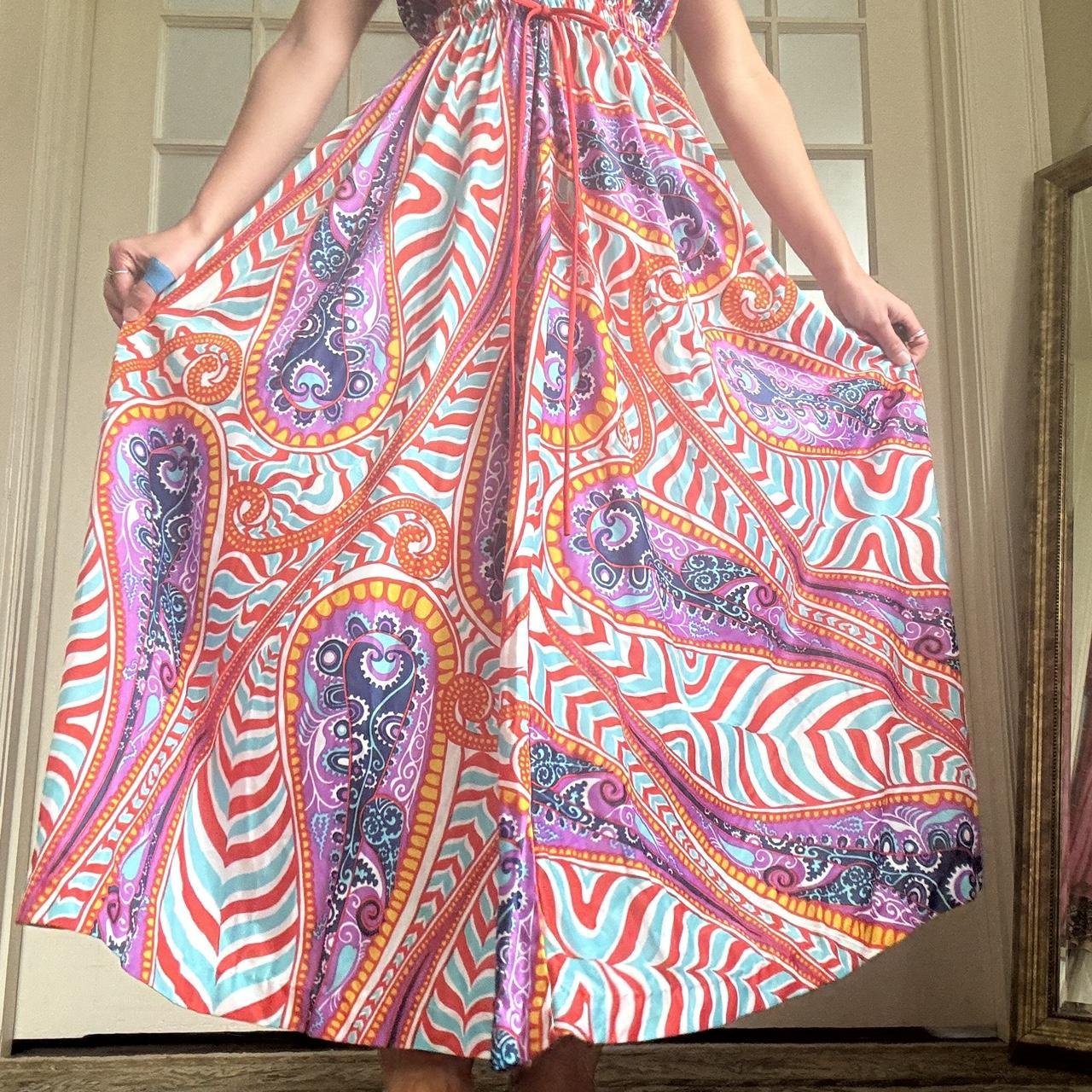 70s vintage groovy halter maxi dress Cole of... - Depop