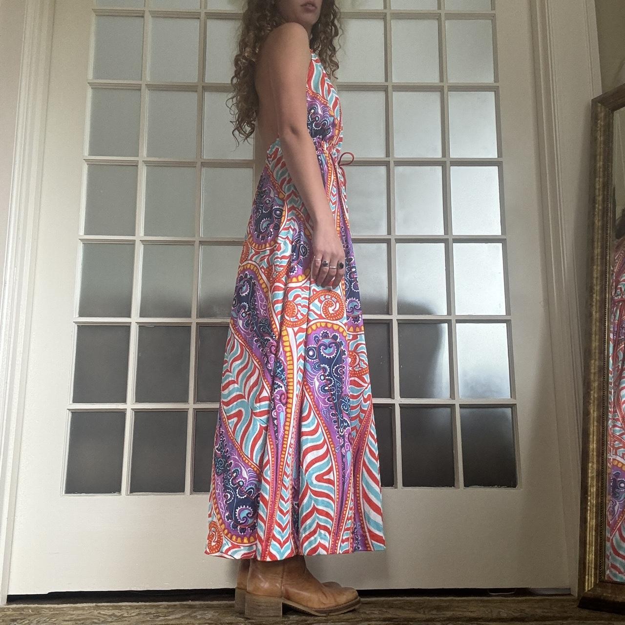 70s vintage groovy halter maxi dress Cole of... - Depop
