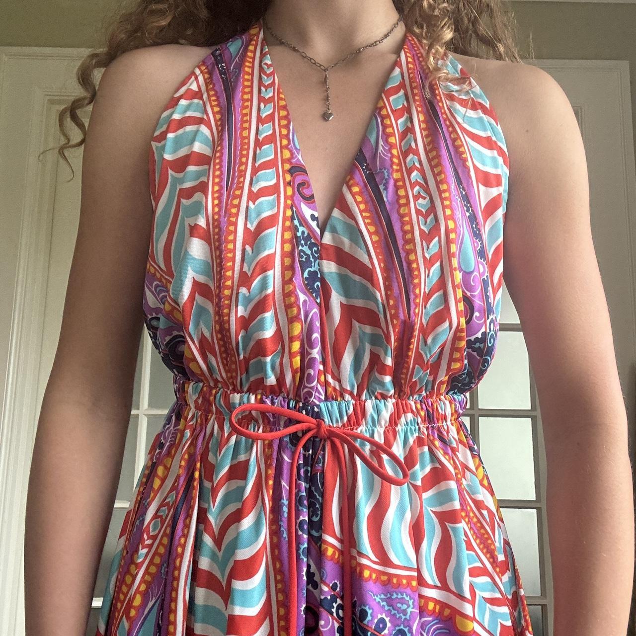 70s vintage groovy halter maxi dress Cole of... - Depop