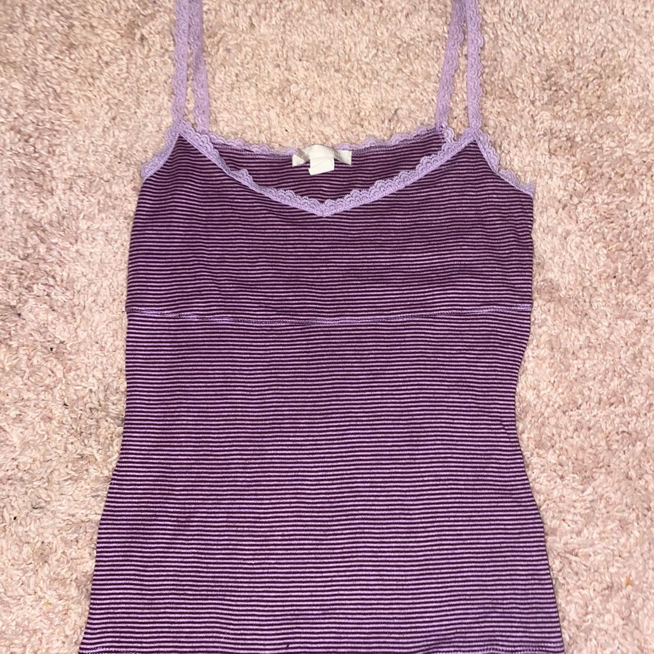 early 2000s victoria secret purple striped tank top... - Depop