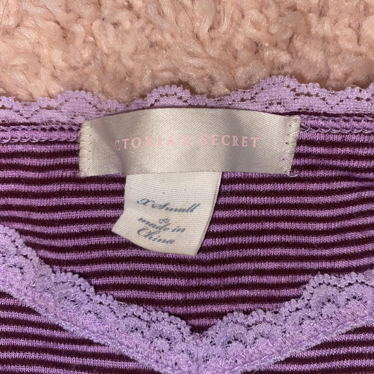 early 2000s victoria secret purple striped tank top... - Depop