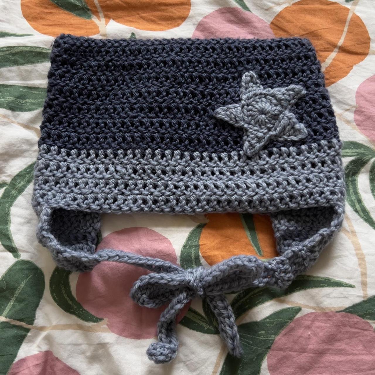 Crochet blue star cat hat with ear flaps Handmade by... - Depop