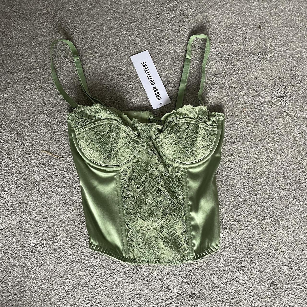 Urban Outfitters Lace Corset In Sage Green Uo Lace Depop