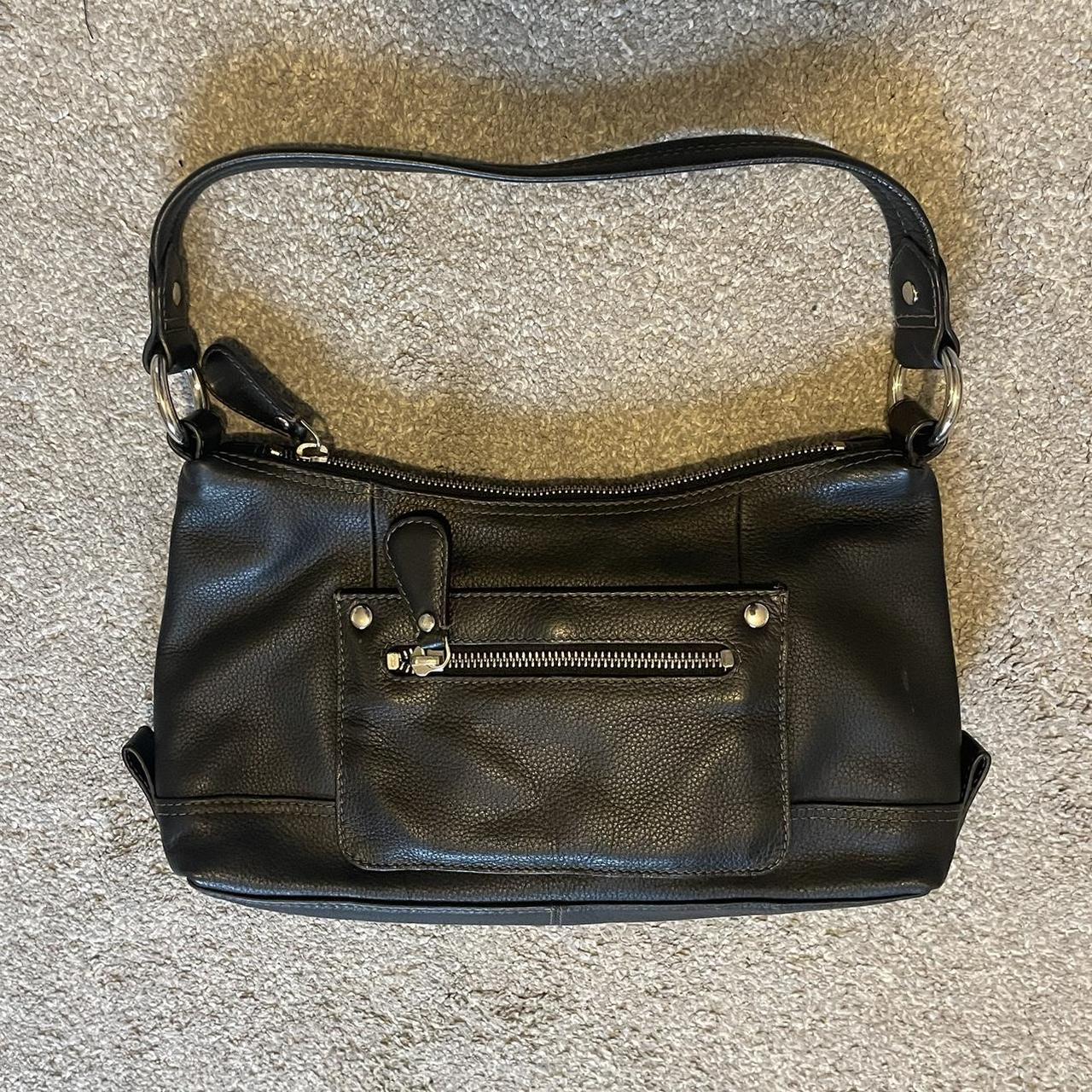 Vintage real leather mini bag by Tula. Black with... - Depop