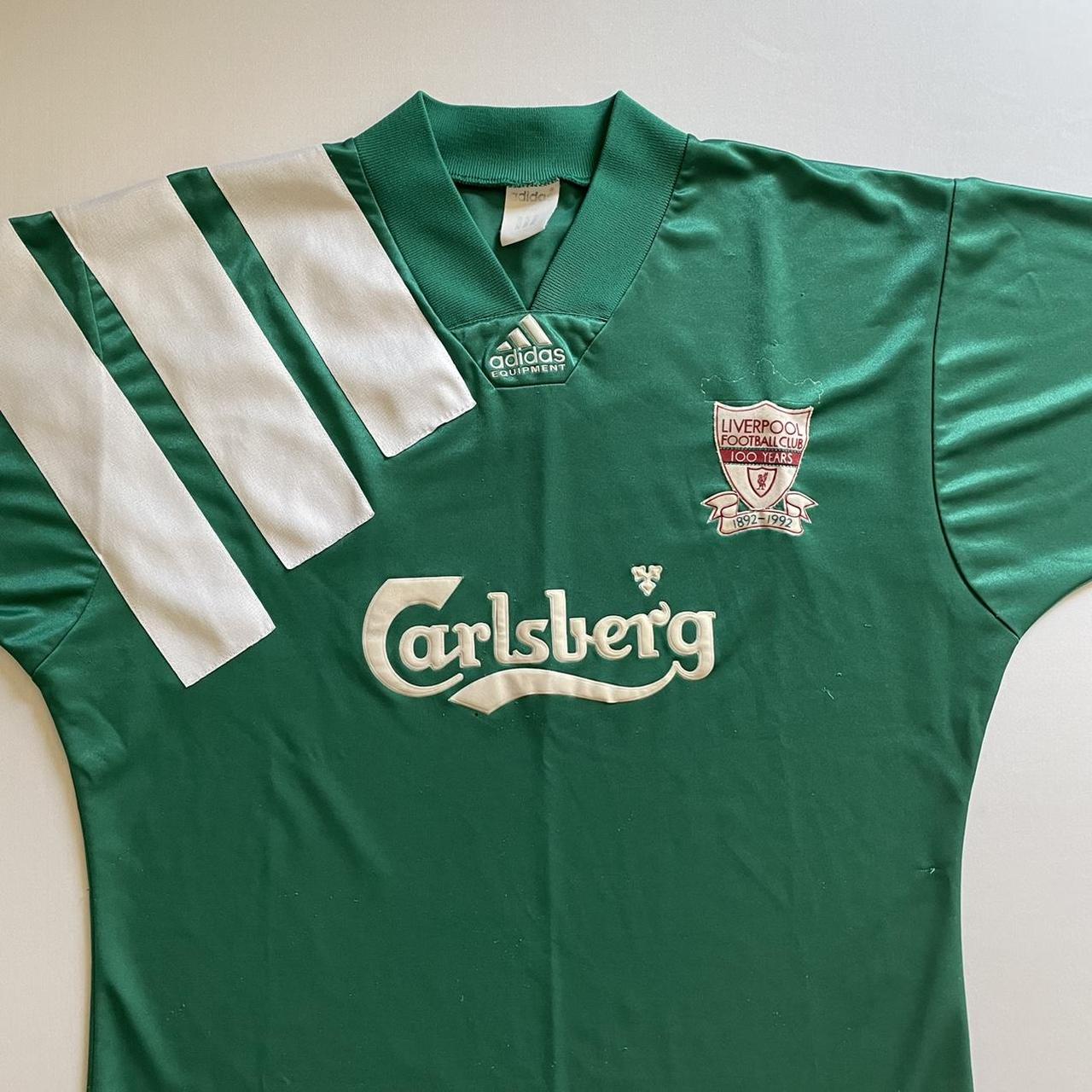 Vintage Liverpool FC Adidas Green Away Shirt... - Depop