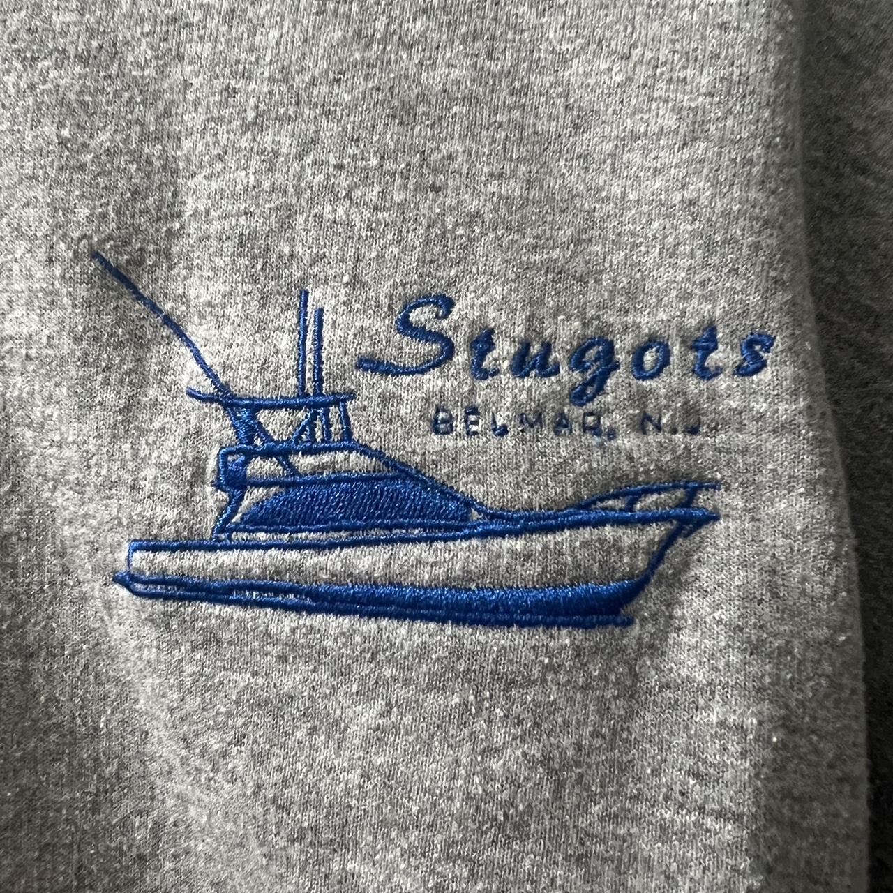Stugots Fishing Boat Grey Hoodie Gildan EcoSmart... - Depop
