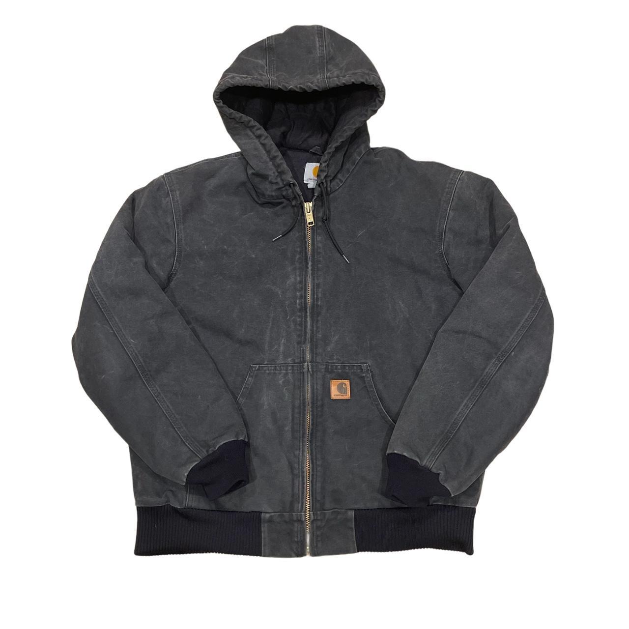 Carhartt hoodie jacket with nice fade good condition... - Depop