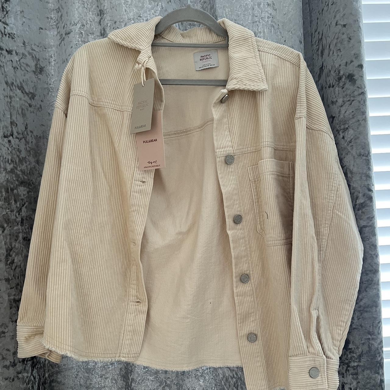 pull&bear cream corduroy jacket brand new with... - Depop