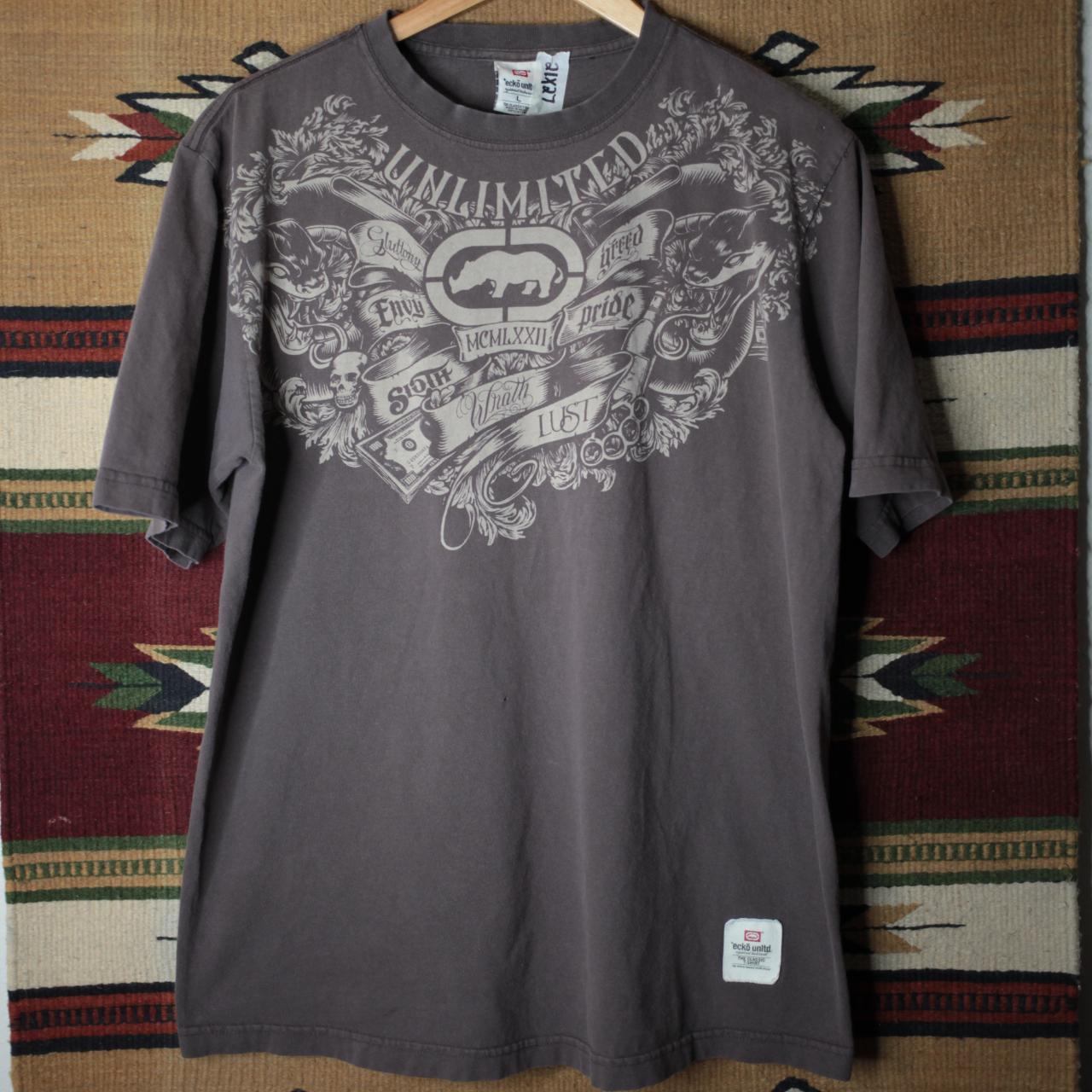 Early y2k Marc Ecko heavy duty brown t-shirt, Ecko... - Depop