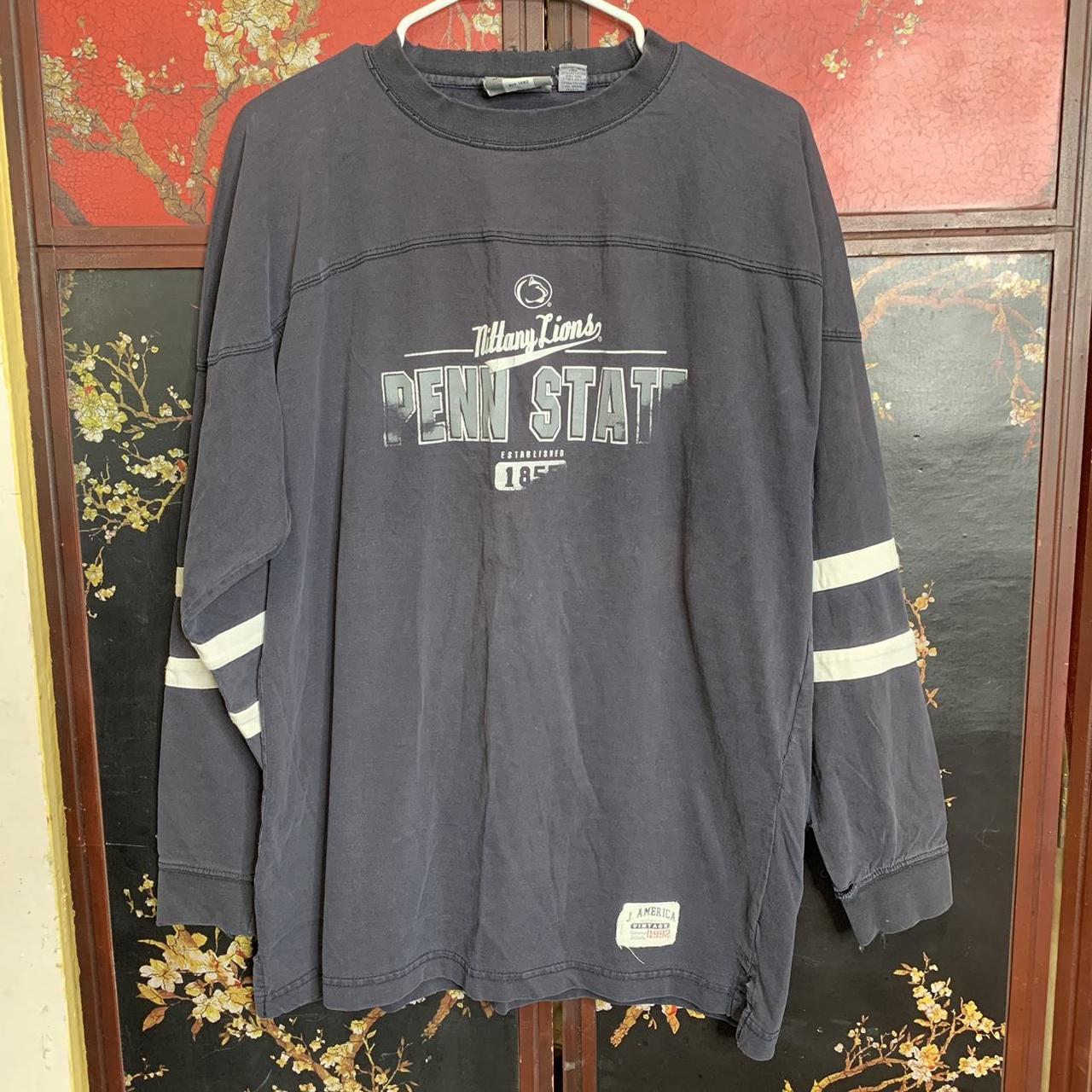 Sun faded black 90s Penn State long sleeve shirt... | Depop