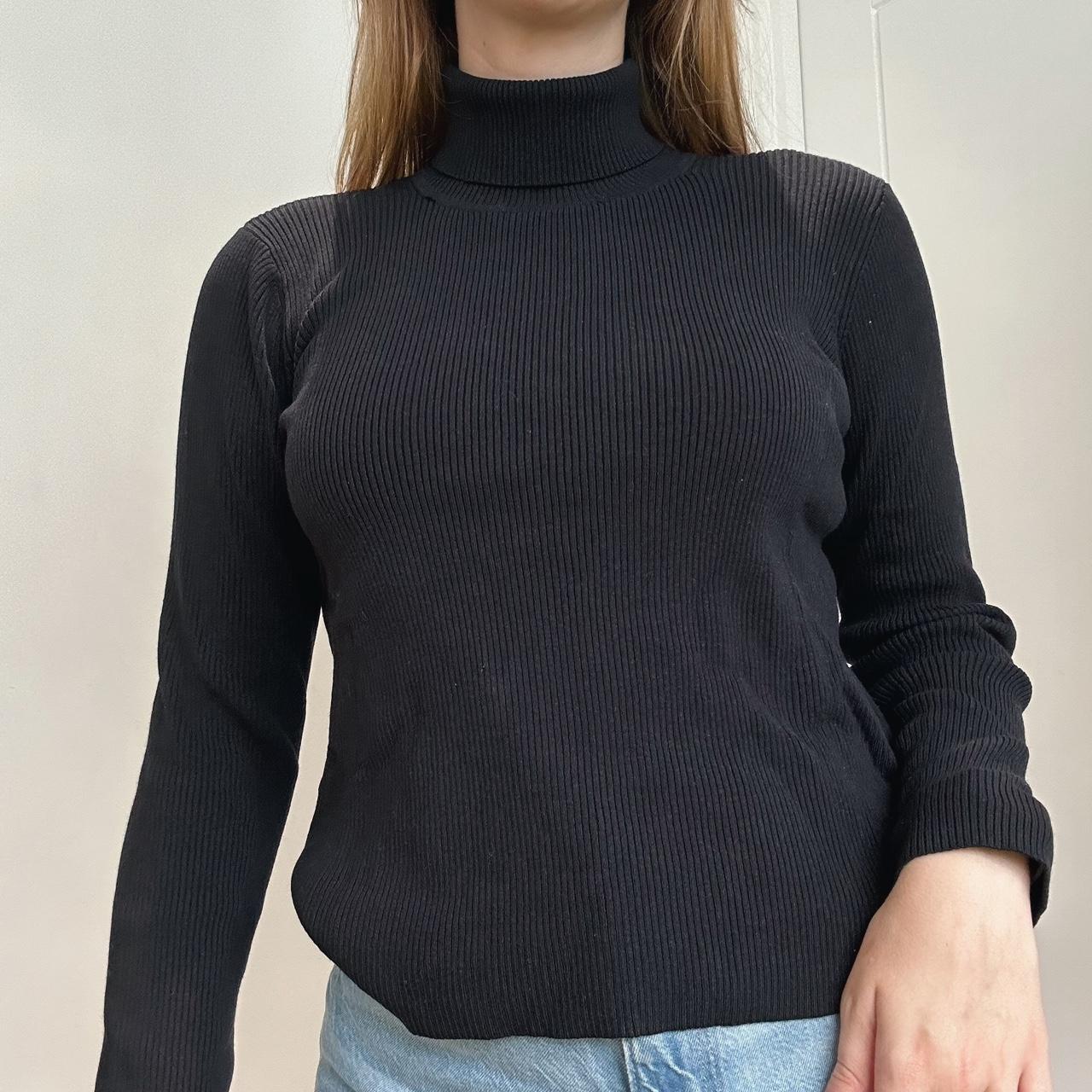 Vintage black ribbed turtleneck sweater #vintage... - Depop