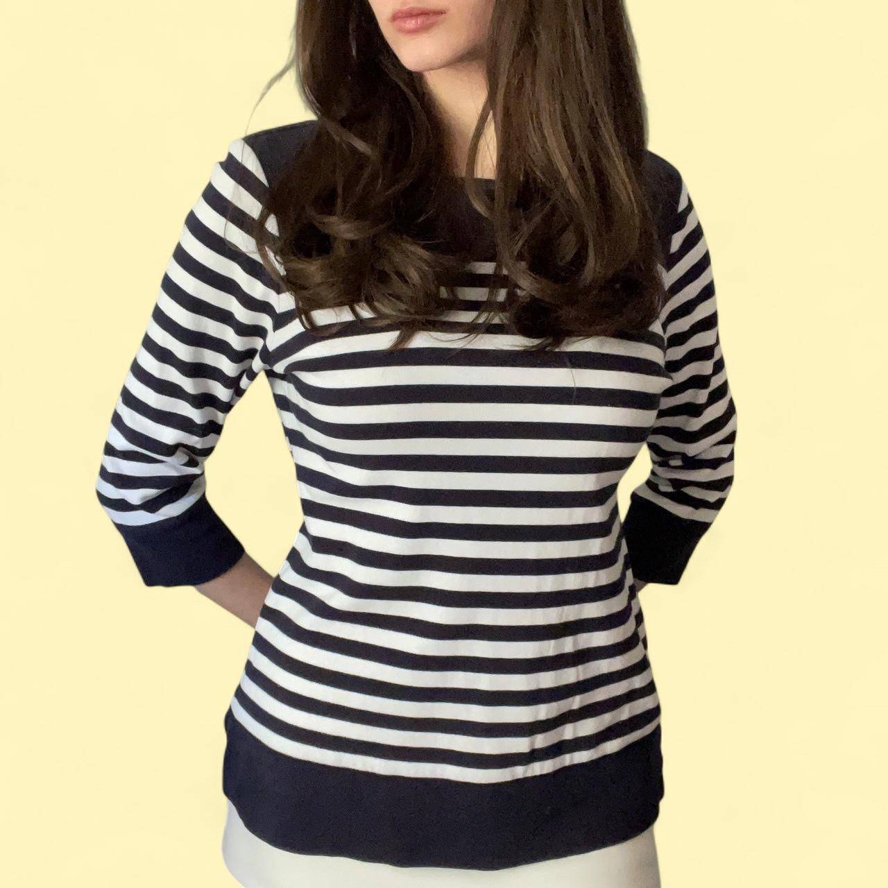 The Caitlin Top 🔹Navy and white striped top with 3/4... | Depop