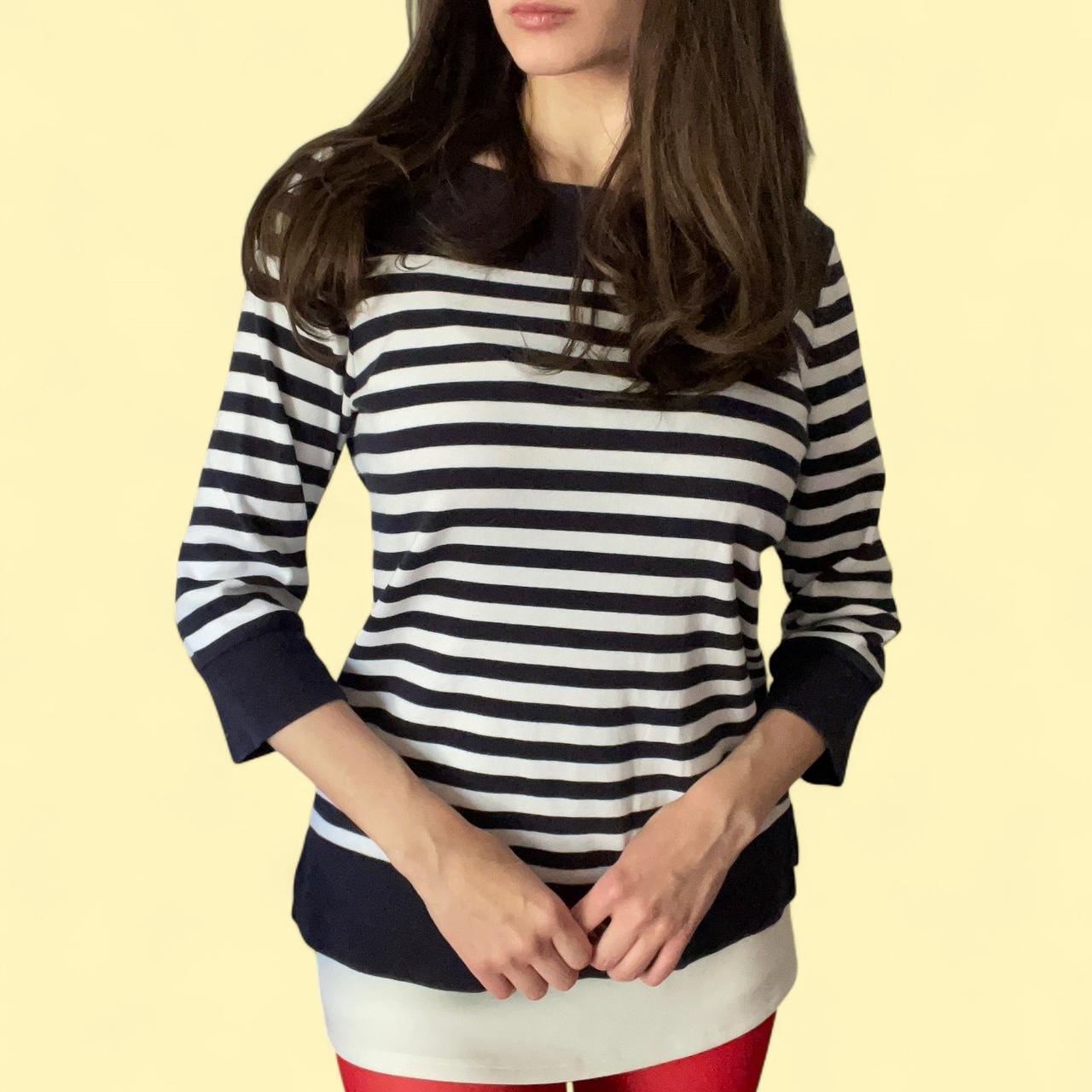 The Caitlin Top 🔹Navy and white striped top with 3/4... | Depop