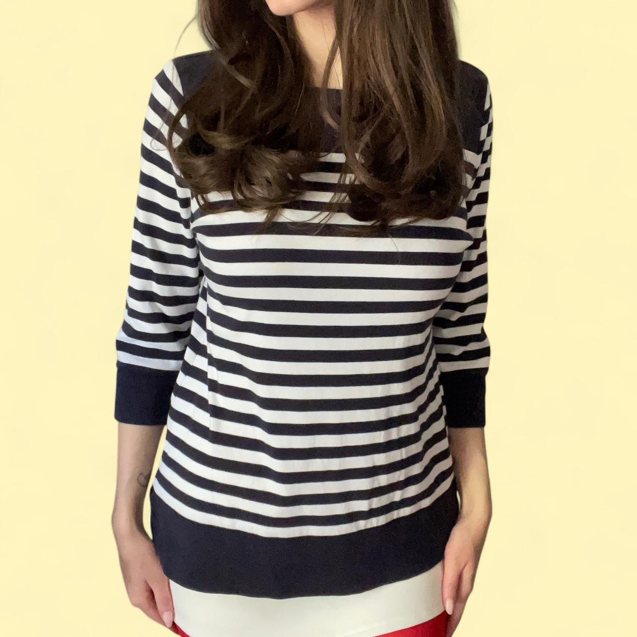 The Caitlin Top 🔹Navy and white striped top with 3/4... | Depop