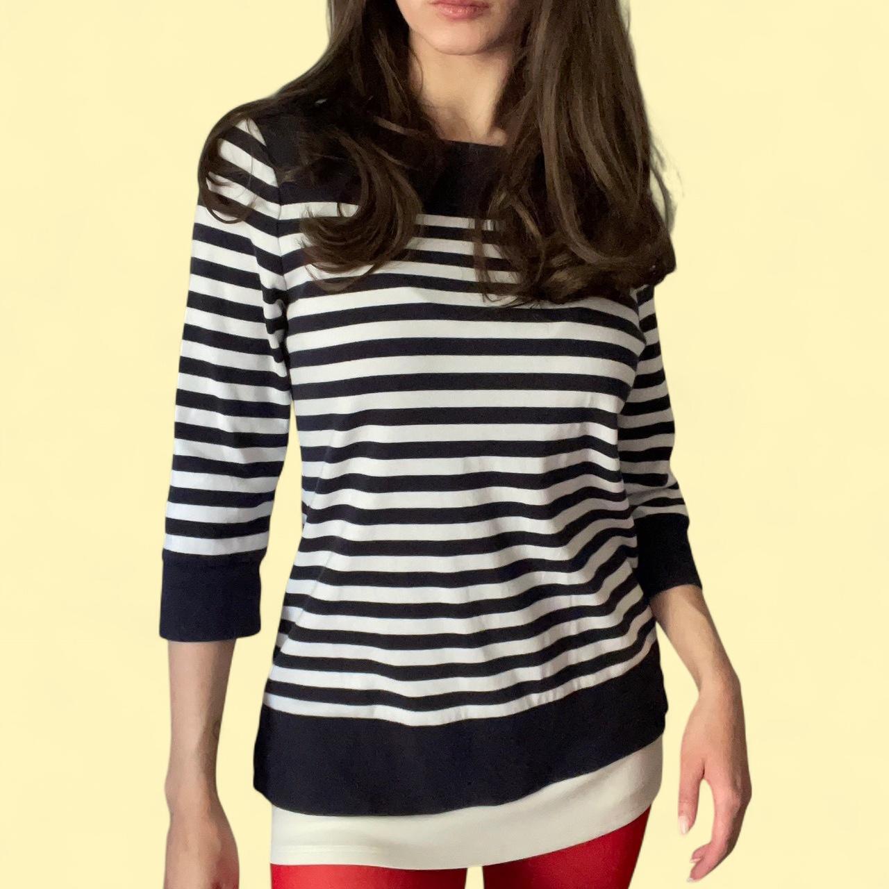The Caitlin Top 🔹Navy and white striped top with 3/4... | Depop