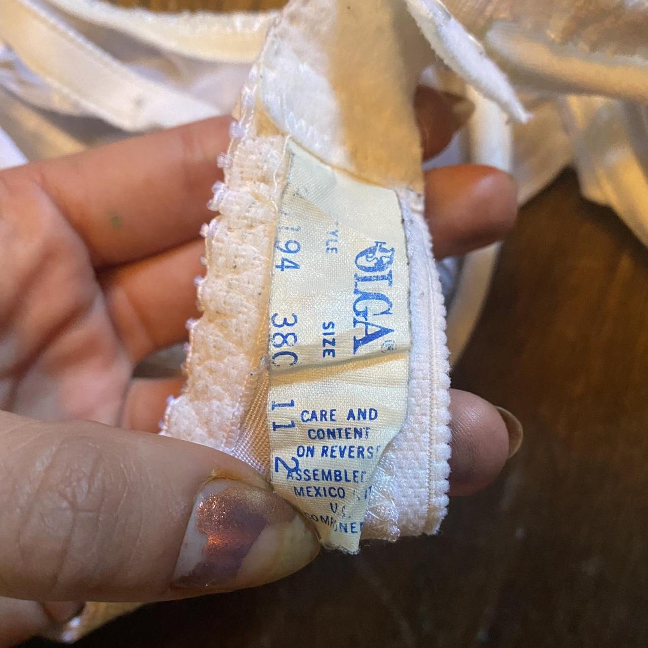 80s satin Olga bra Leaf pattern mesh bra. In good... - Depop