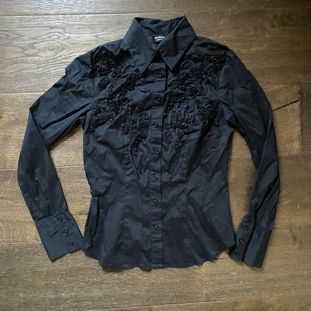 90s express ruffle blouse Victorian style 90s... | Depop