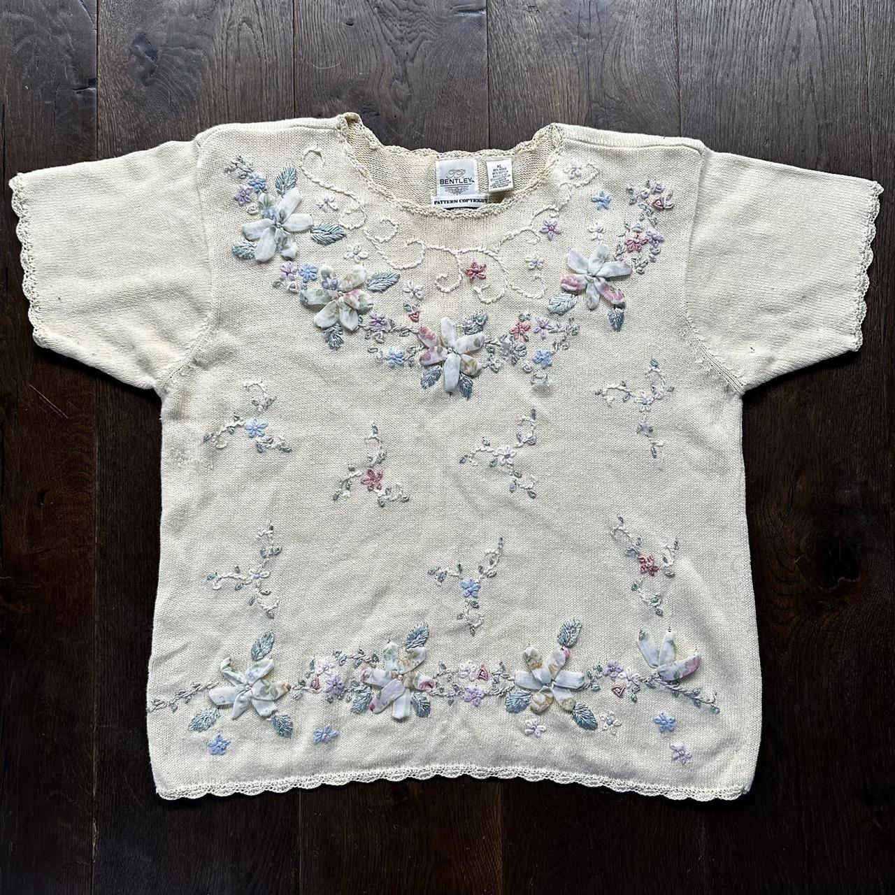 80s/90s yellow sweater Vintage embroidered sweater... - Depop