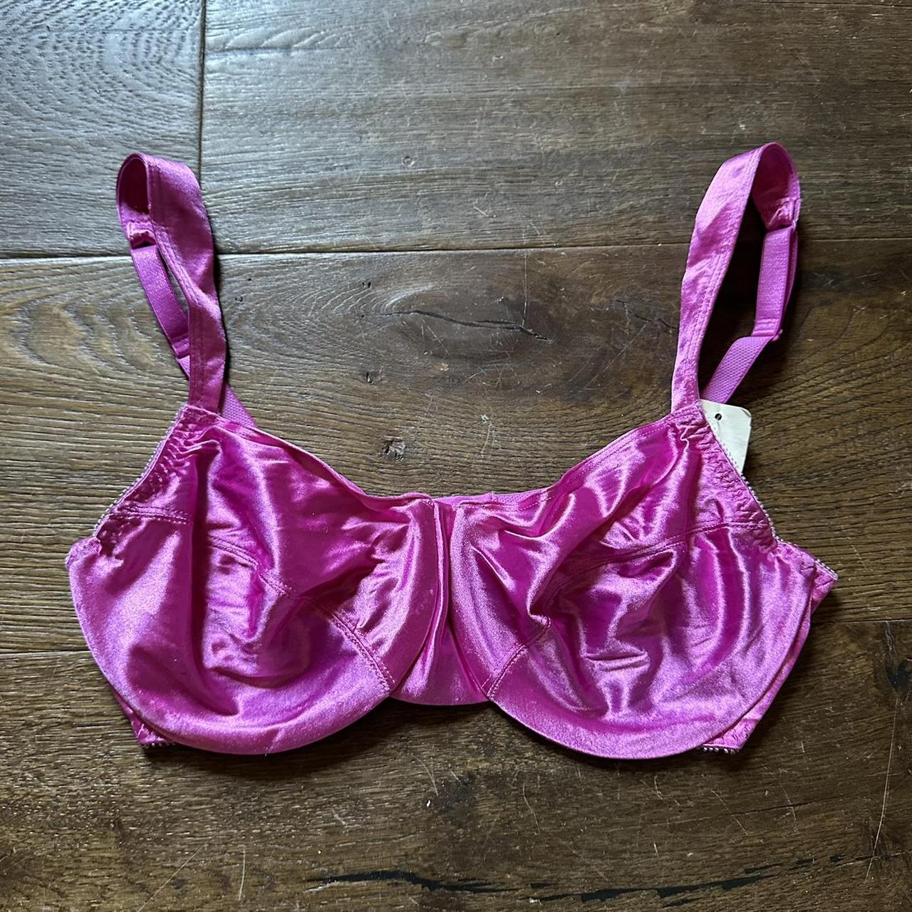 80s/90s pink satin bra Vintage dead stock faux... | Depop
