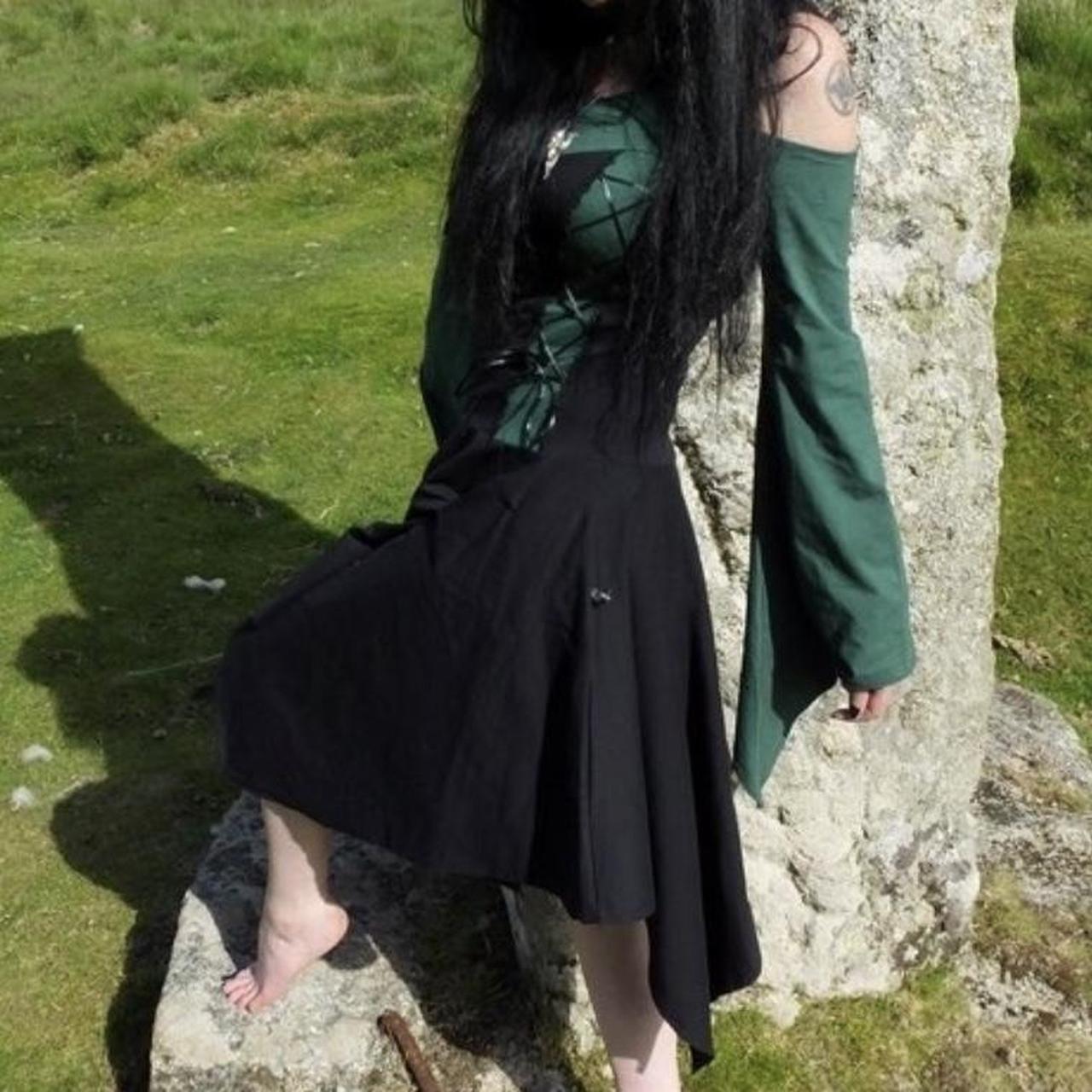 Elven Huntress Fairycore Gothic Handmade Dress... - Depop