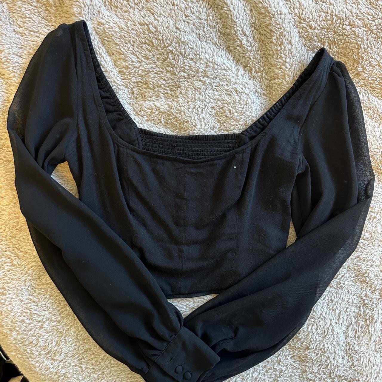 super cute square neck flowy sleeve crop top back is... - Depop