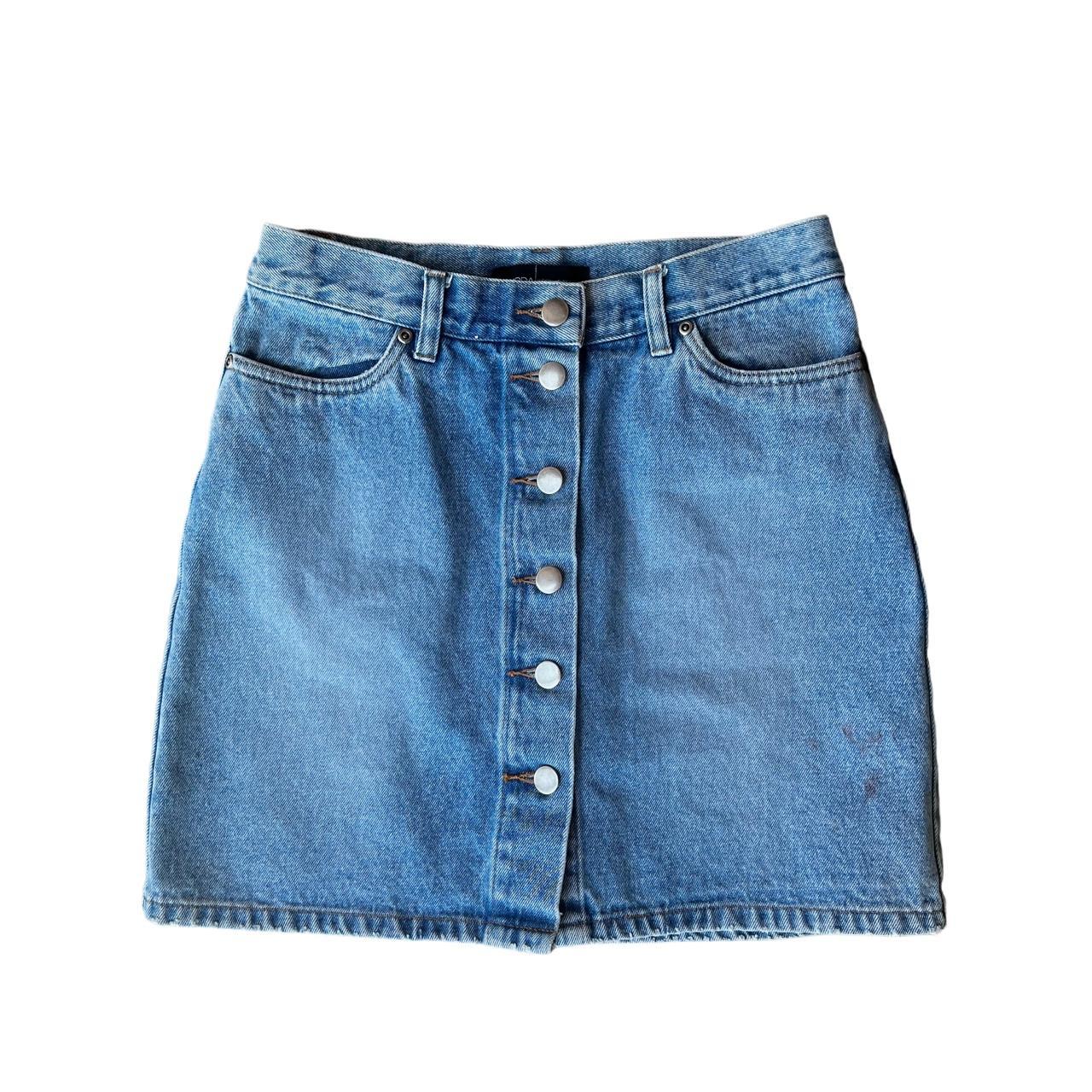 Vintage Moda International Denim Button Up Mini... - Depop