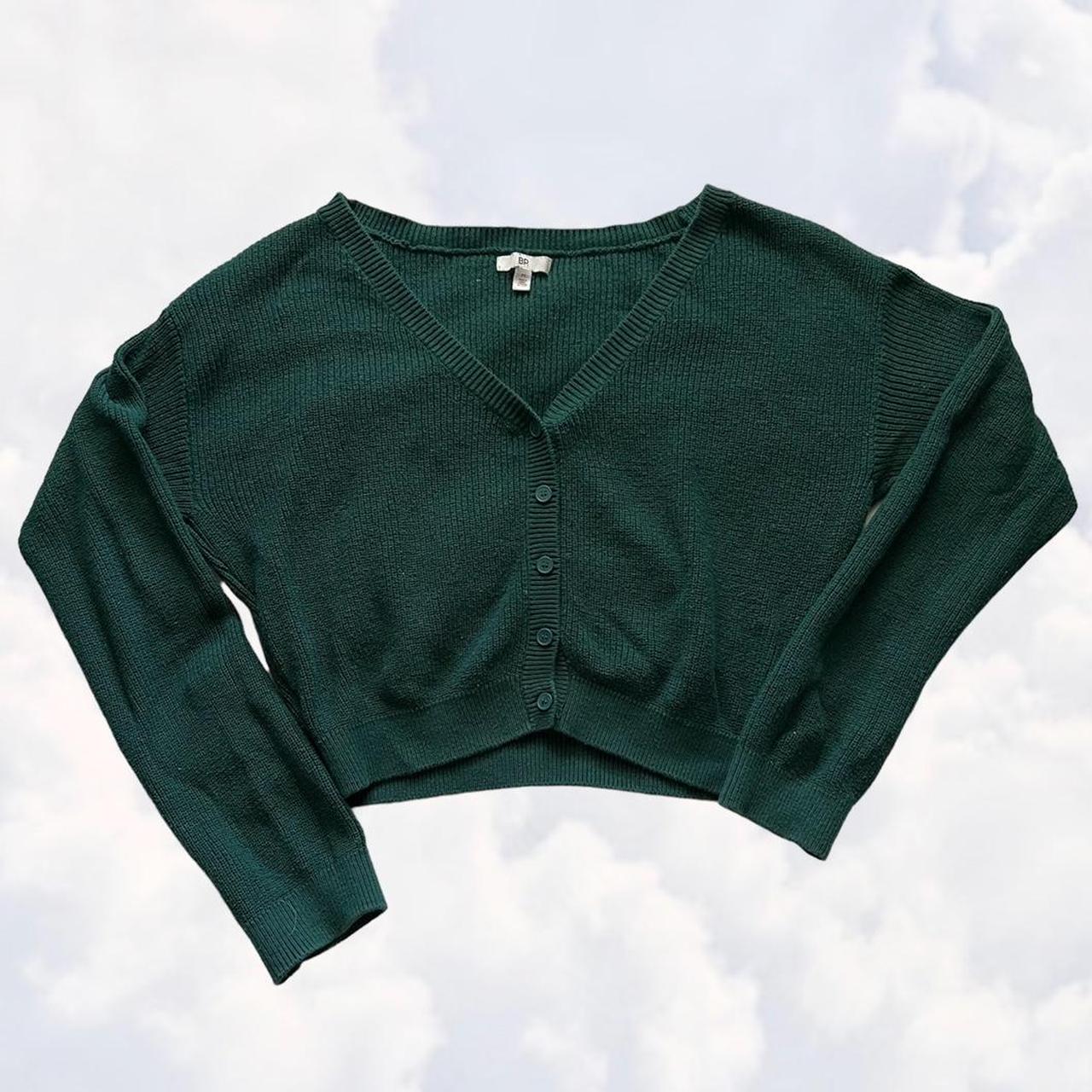 dark green cropped cardigan! so cute and cozy,... - Depop