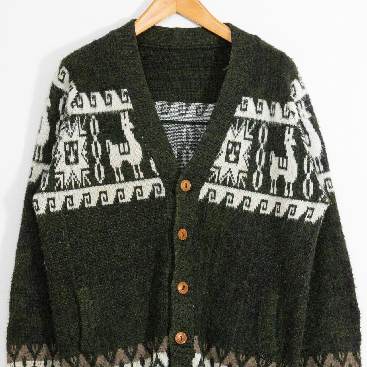 Vintage Wool Cardigan Sweater. Ecuador Alpaca... - Depop