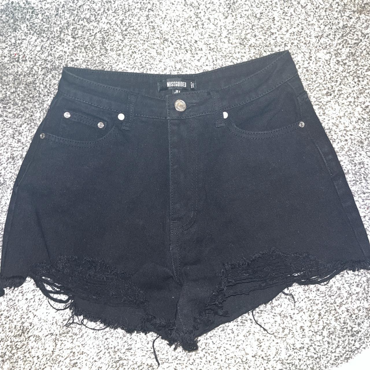 Missguided black denim shorts Size 4 - Depop