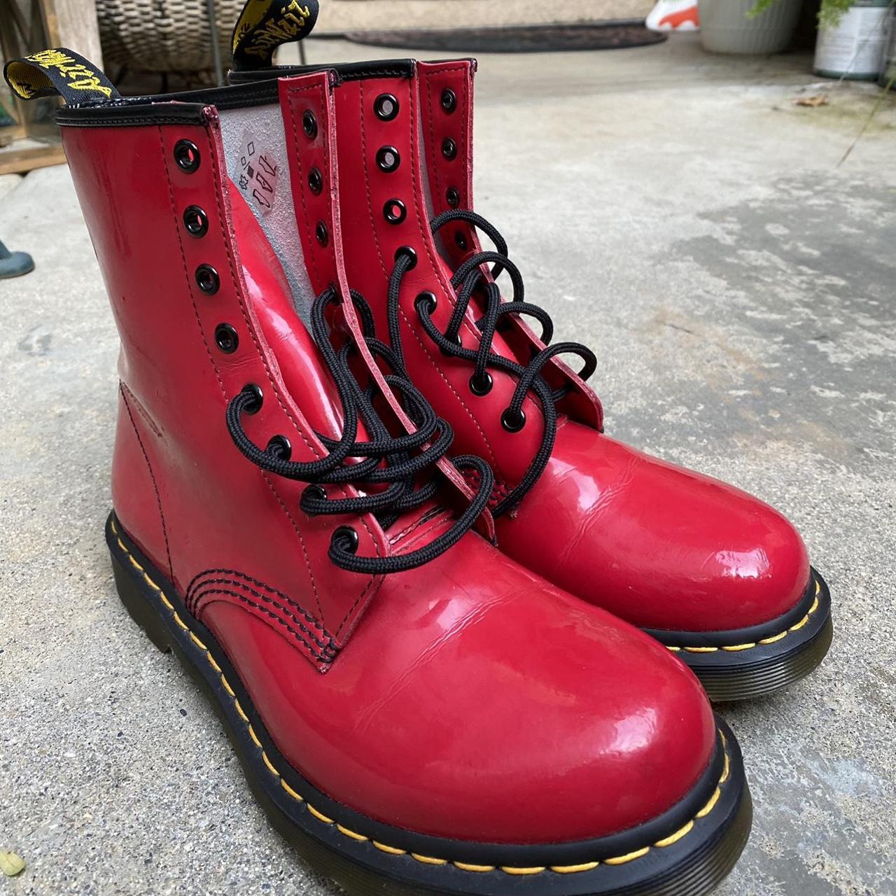 Doc Martens 1460w Candy Apple Red Patent Leather... - Depop