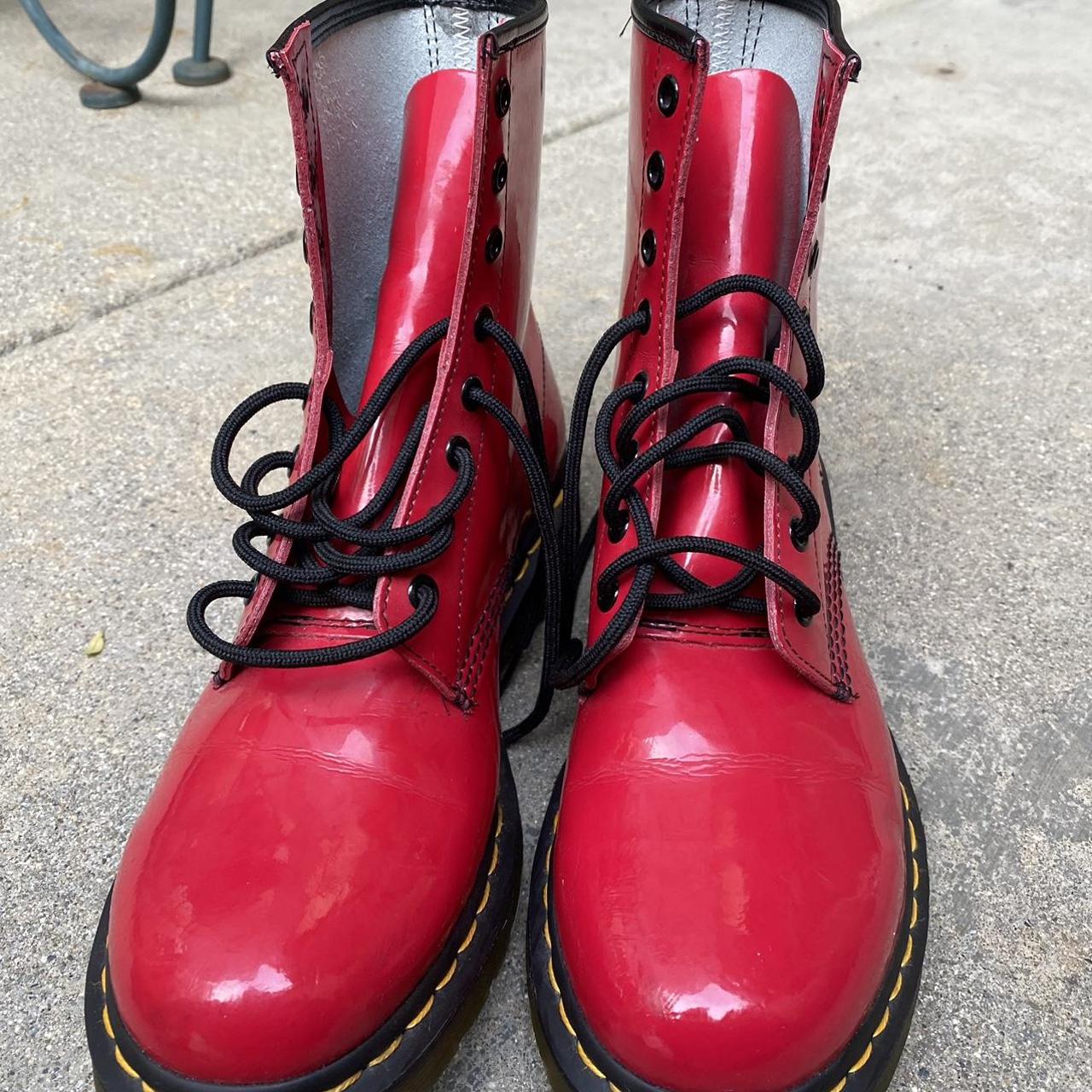 Doc Martens 1460w Candy Apple Red Patent Leather... - Depop