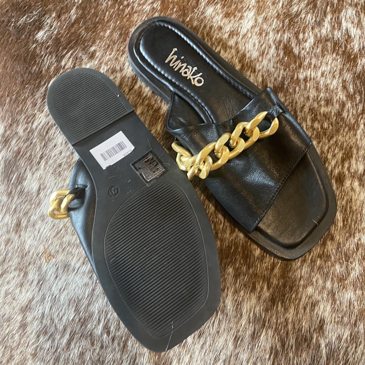 Black Italian leather slides / shoes / sandals with... - Depop