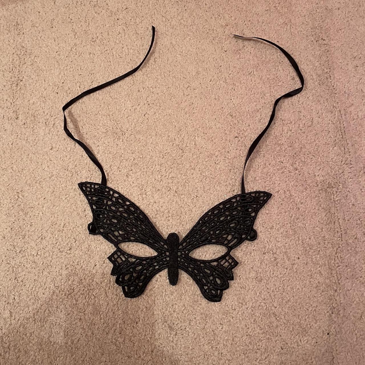 Black lace Halloween butterfly face mask... - Depop
